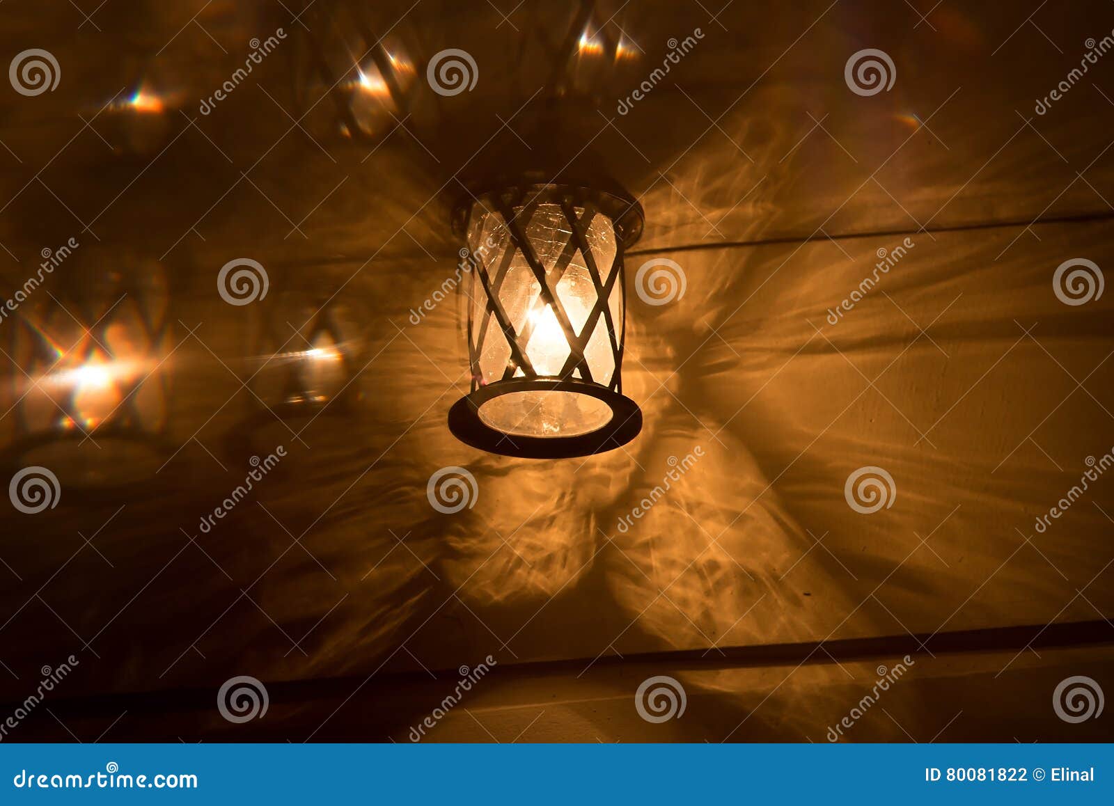 Old Style Street Light, Vintage. Night Stock Photo - Image of yellow ...