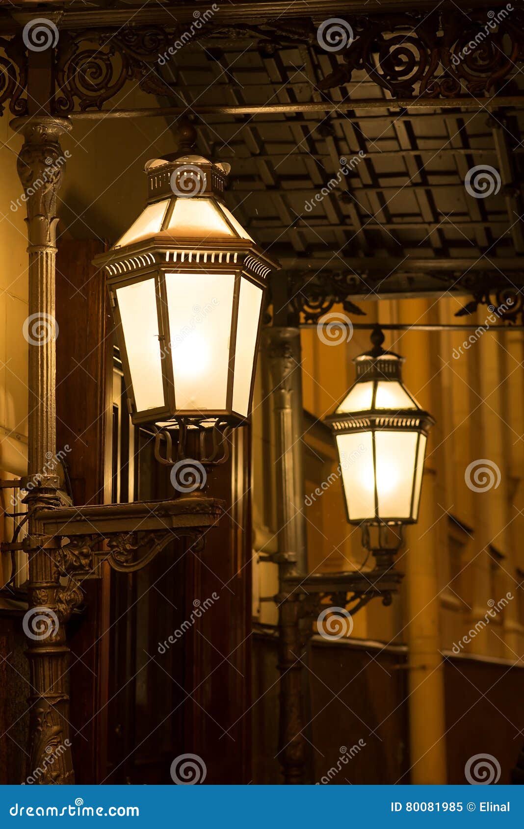 Old Style Street Light, Vintage. Night Stock Image - Image of equipment ...