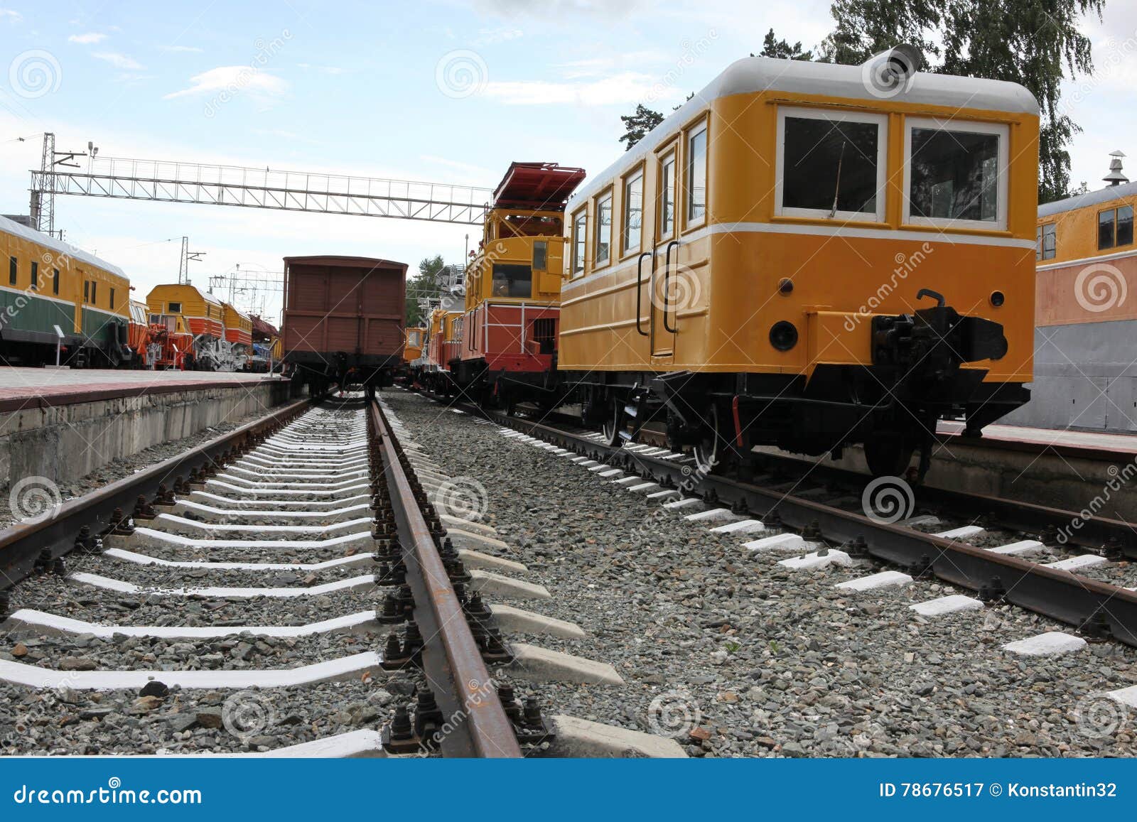 Old Style Train in Railroad Stock Image - Image of classic, railing ...