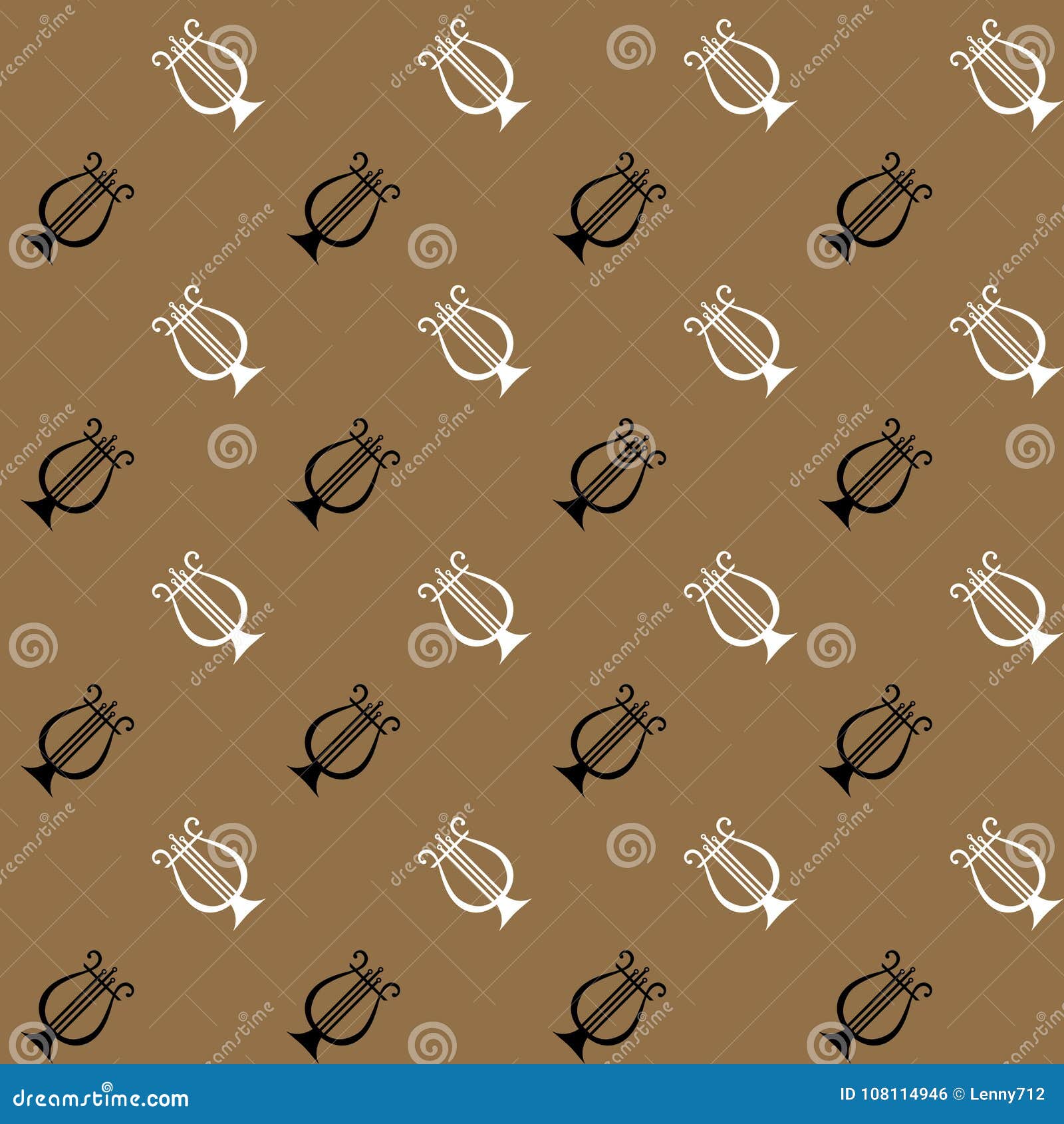 Seamless Pattern with Musical Instrument Harp Stock Vector ...
