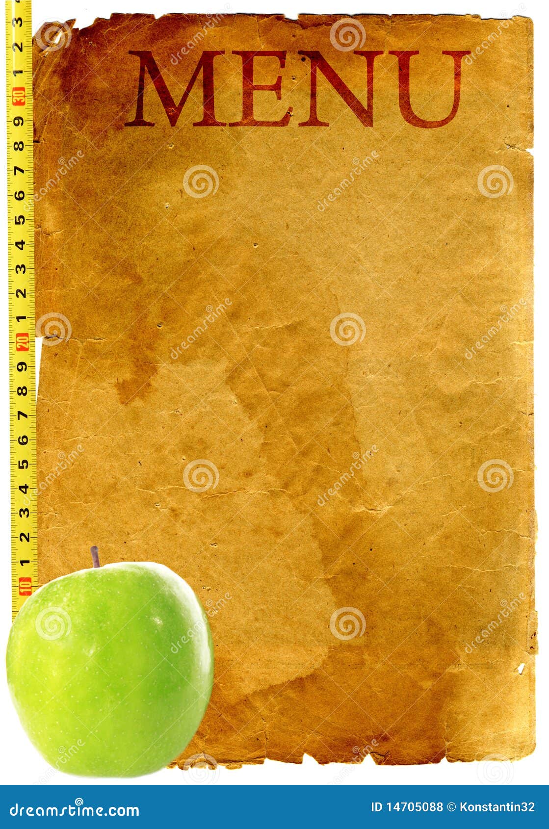 Old Style Vintage Menu with Apple Stock Photo - Image of food, isolated ...