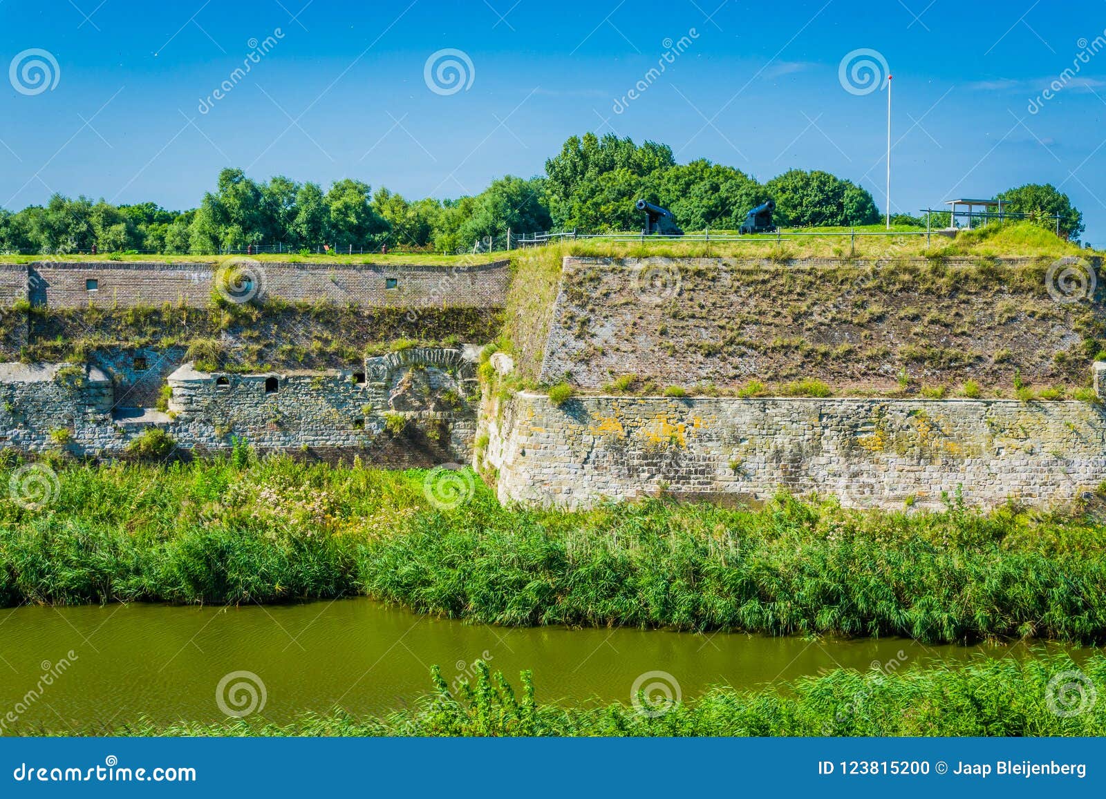Old Style Wall in River Landscape Stock Photo - Image of summer ...