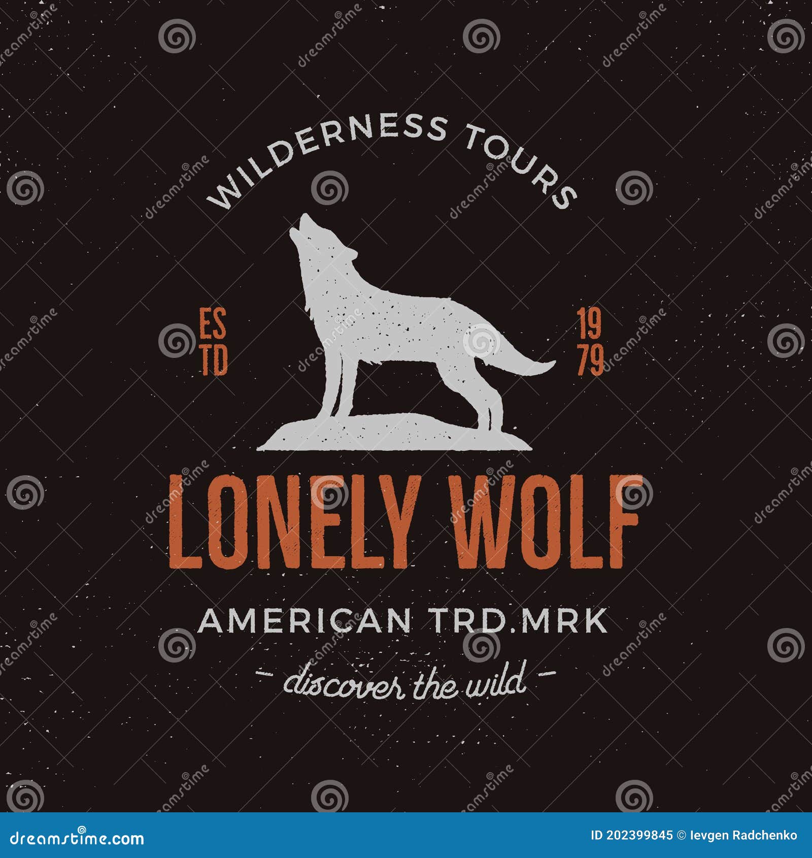 Old Style Wilderness Label with Wolf and Typography Elements. Vintage ...