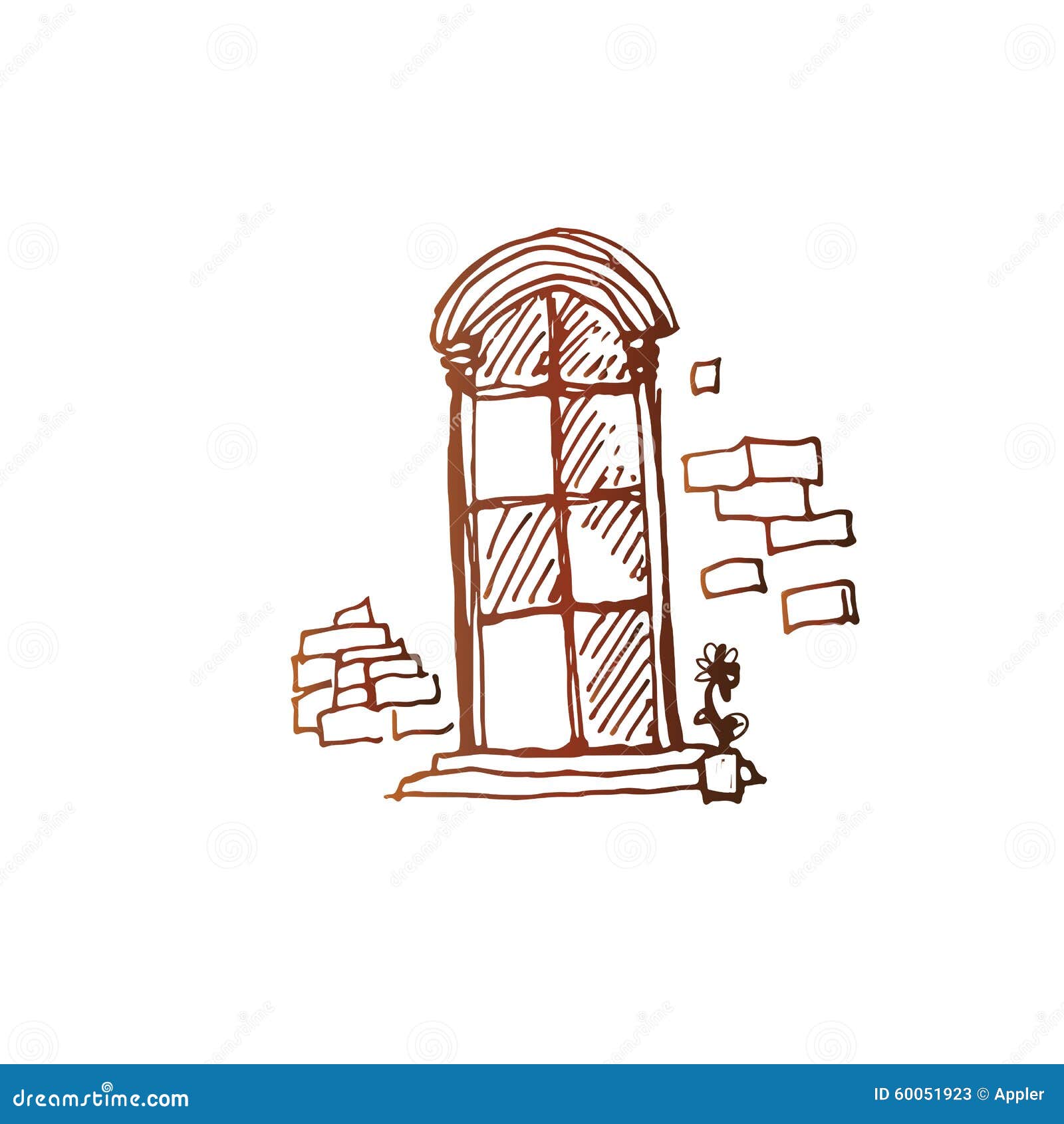 Old Style Window Simple Vector Sketch Stock Vector - Illustration of ...