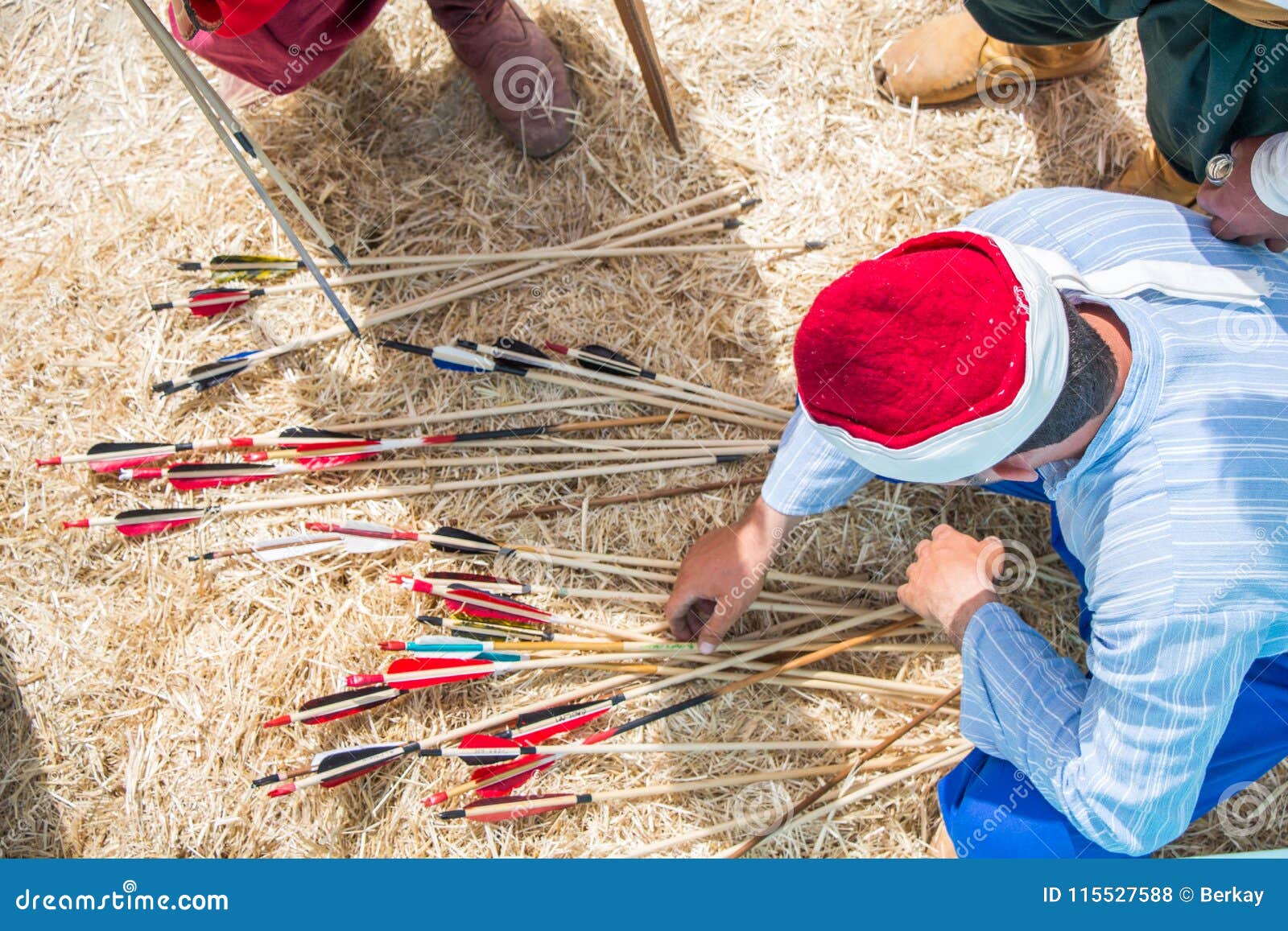 Old style wooden arrows stock photo. Image of weapon - 115527588