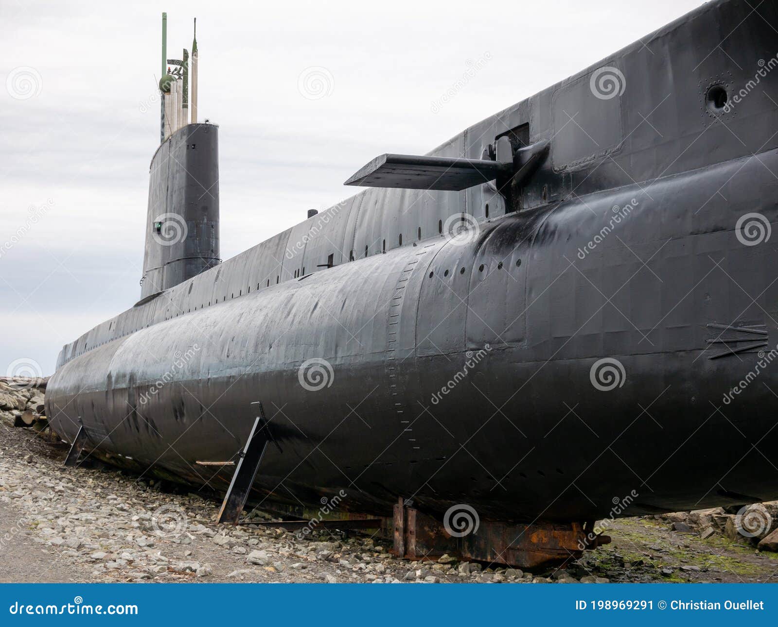 An Old Submarine Exposed Out of the Water Stock Image - Image of marina ...