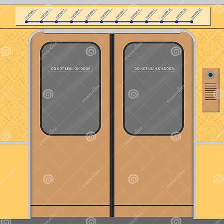 Old subway train doors stock vector. Illustration of route - 60686457