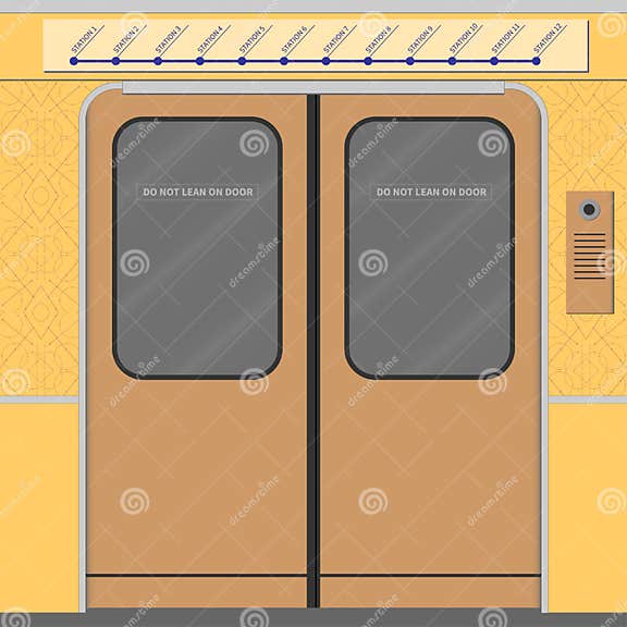 Old subway train doors stock vector. Illustration of route - 60686457