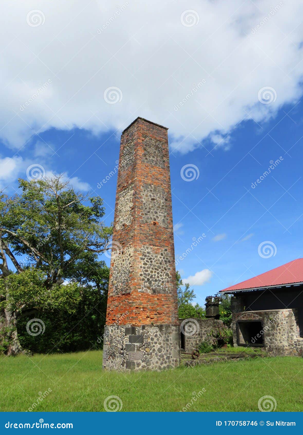 Old Sugar Mill Chimney in Sugarcane Plantation. Tropical Construction ...