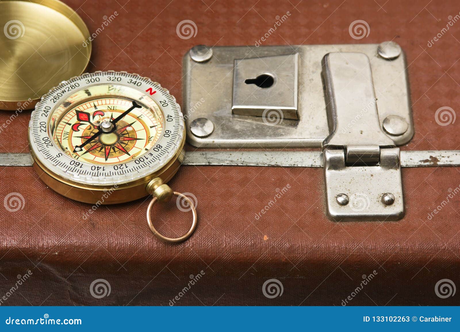 Suitcase and compass stock image. Image of rusty, case - 133102263