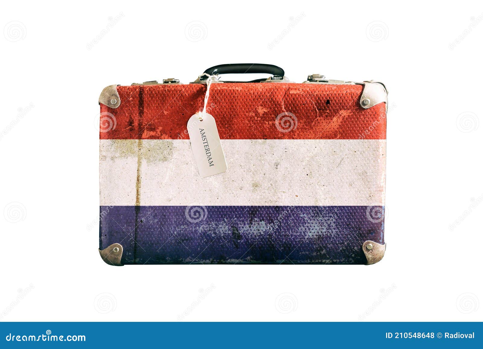 Old Suitcase with the Flag of Netherlands. Isolated Stock Photo - Image ...