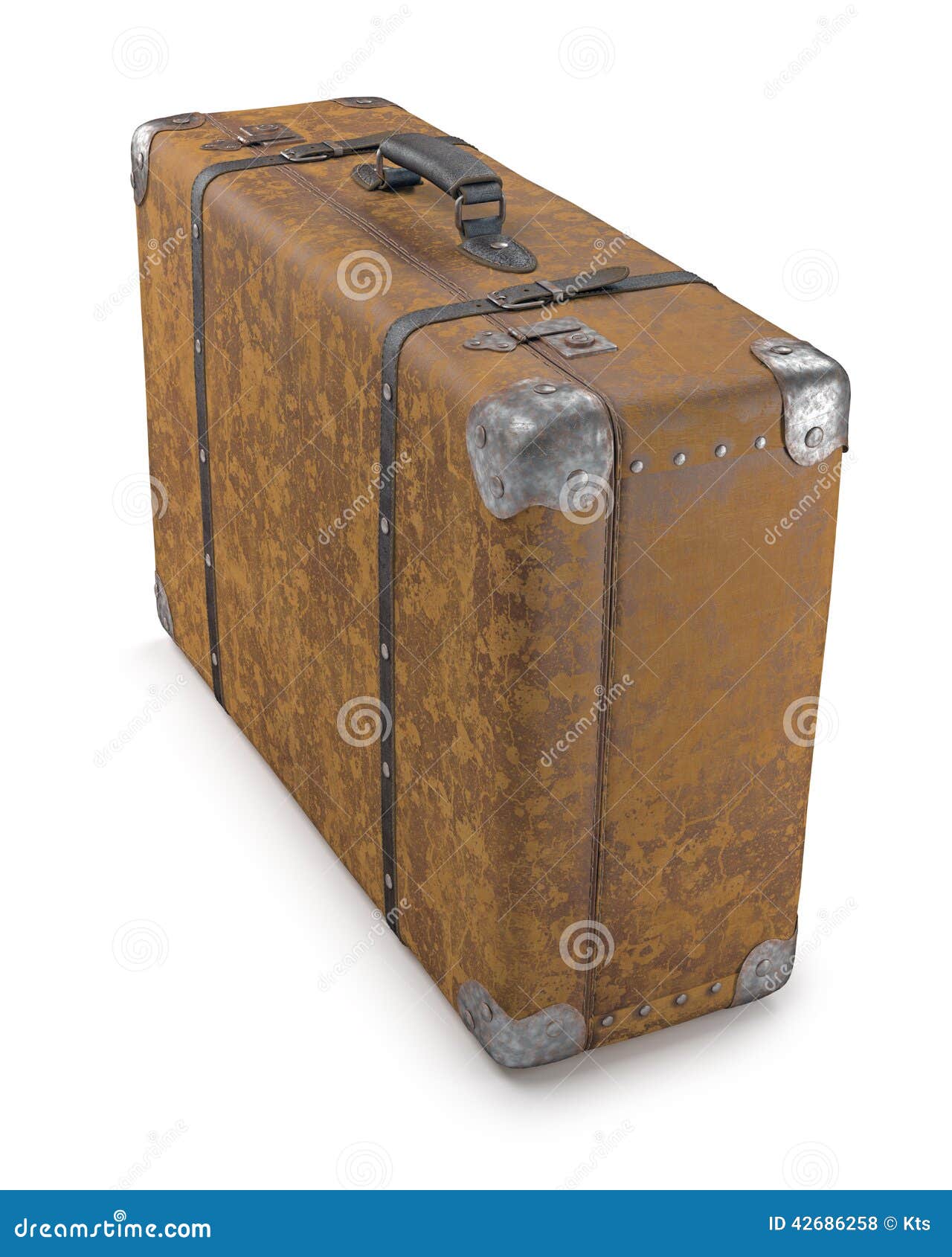 Old Suitcase Over White stock photo. Image of used, travel - 42686258