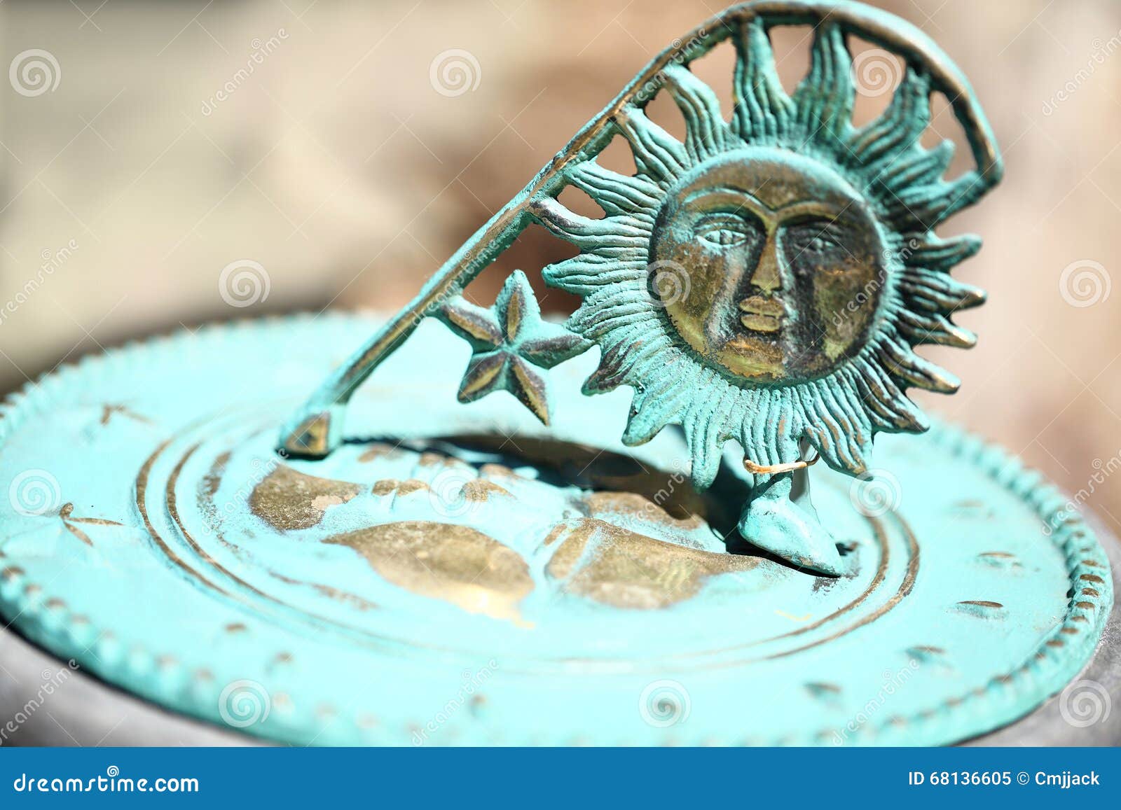 Old Sun Clock Dial - Vintage Sundial Stock Image - Image of ...
