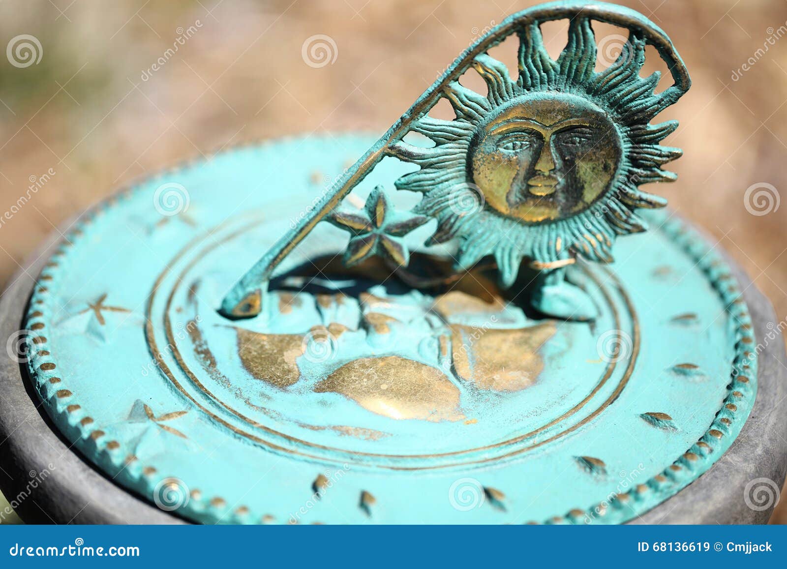 Old Sun Clock Dial - Vintage Sundial Stock Image - Image of design ...