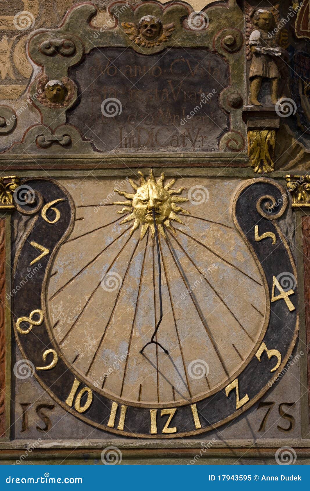 Old sundial stock image. Image of number, building, renaissance - 17943595