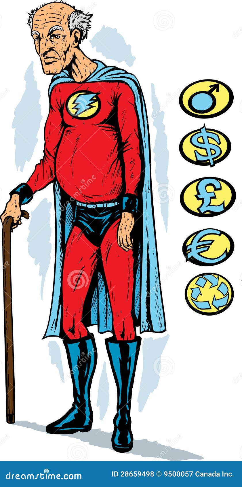 Old superhero stock vector. Illustration of grumpy, retired - 28659498