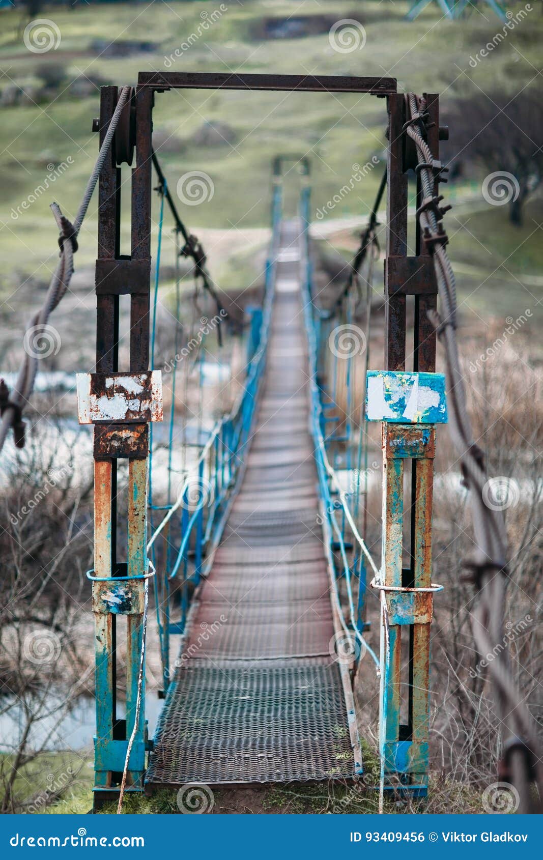 Old suspension bridge stock photo. Image of architecture - 93409456