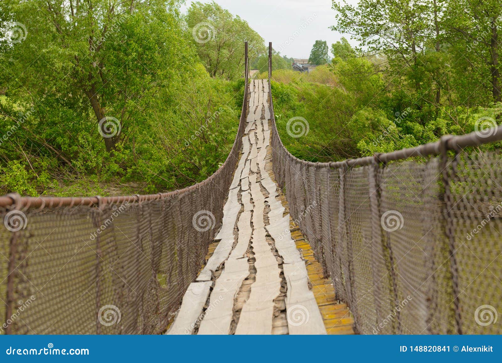 Old Suspension Bridge Over the River Stock Image - Image of bridge ...