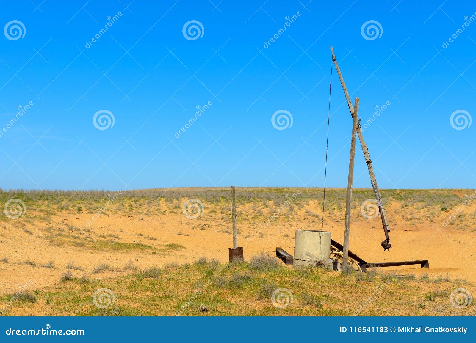 Old Sweep Well and Shadoof in Steppe Stock Image - Image of prairie ...