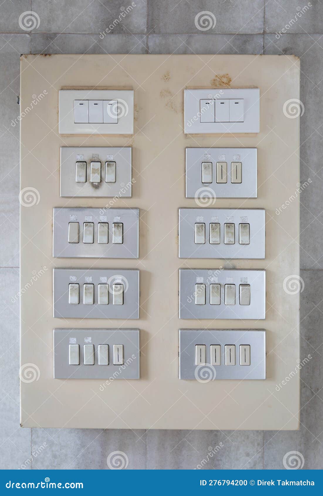 Old switch board installed stock photo. Image of electronic - 276794200