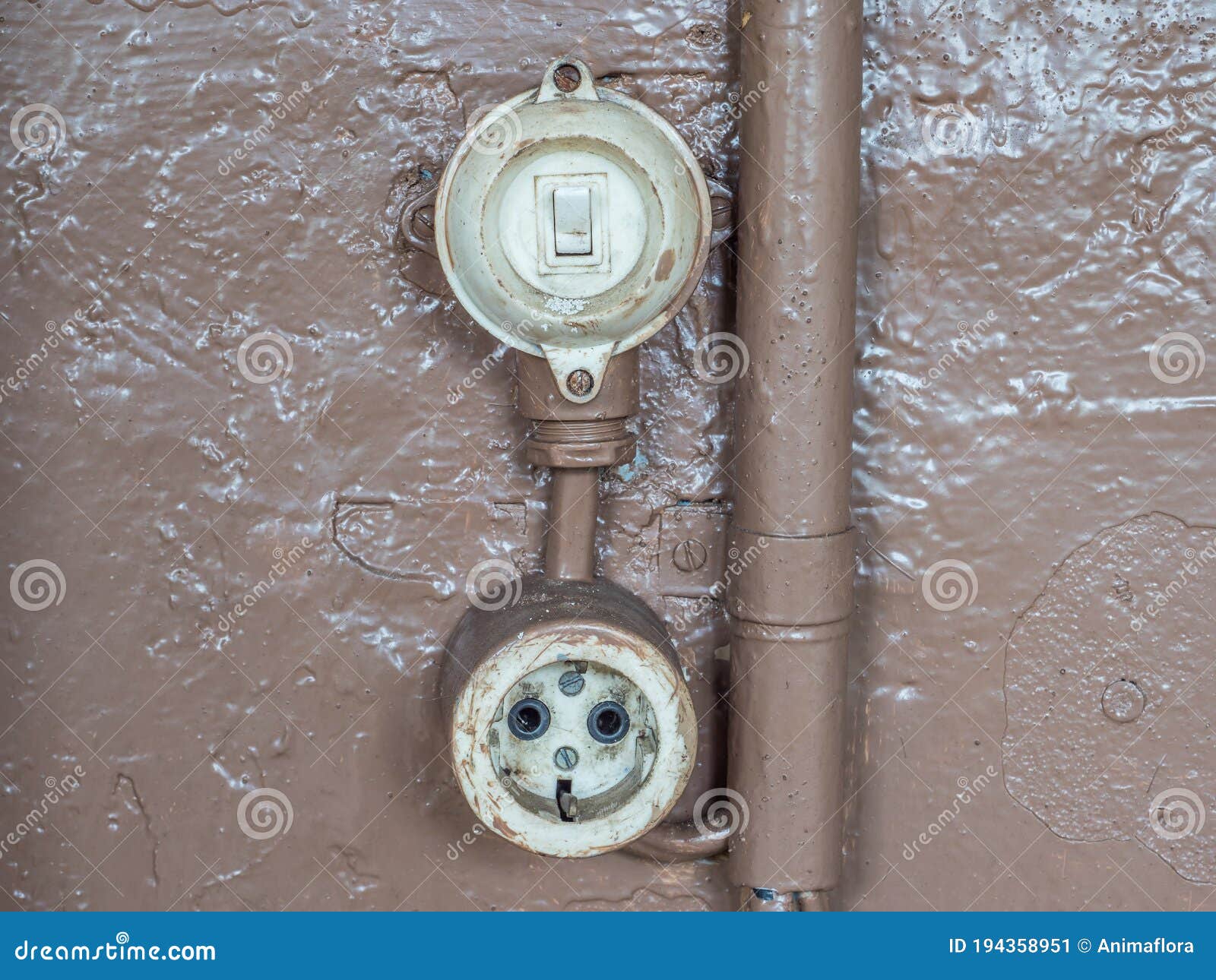 Old Switch with Socket Outlet Stock Image - Image of sockets, retro ...