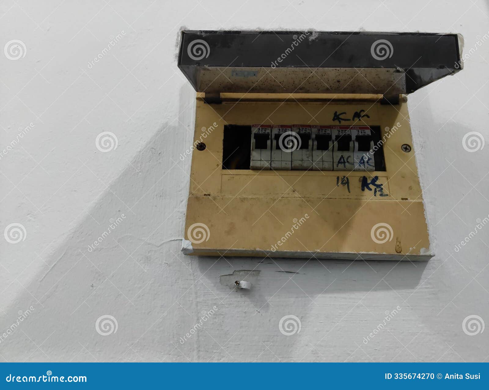 An Old Switchboard on the Wall Still Used Stock Photo - Image of ...