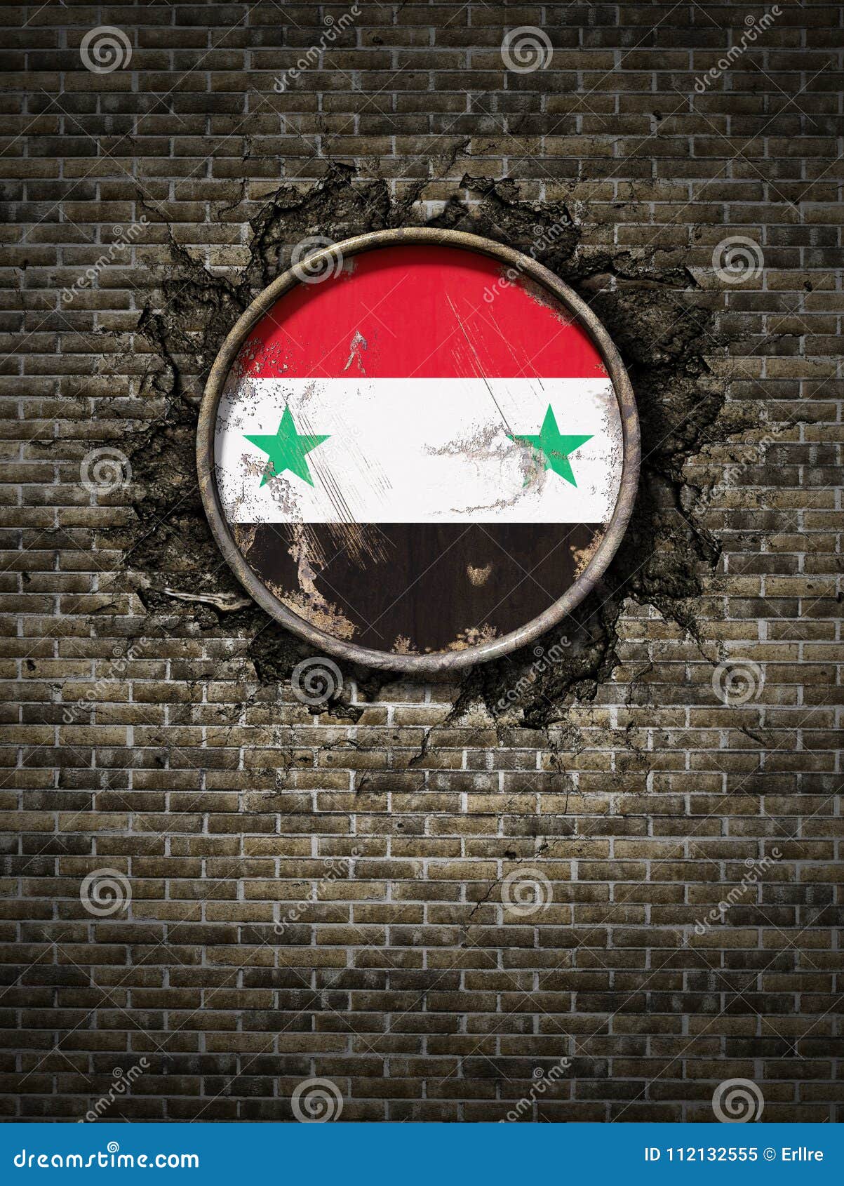 Old Syria Flag in Brick Wall Stock Illustration - Illustration of iron ...