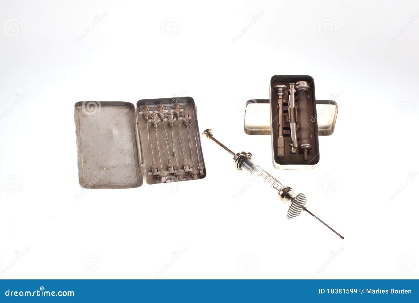 Old syringes of glass stock image. Image of equipment - 18381599