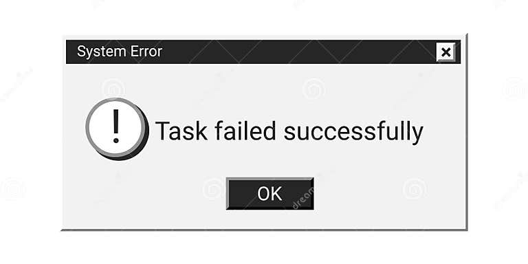 Old System Error Message in Black Color. Retro Warning Notification ...