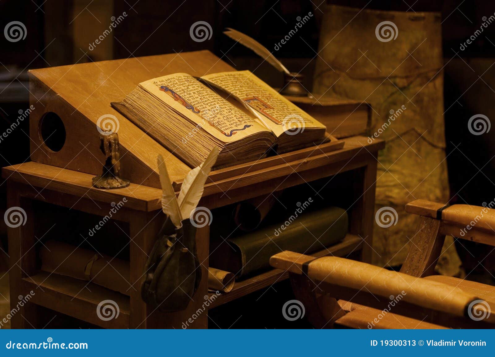 Old Table with the Ancient Book Stock Image - Image of design ...