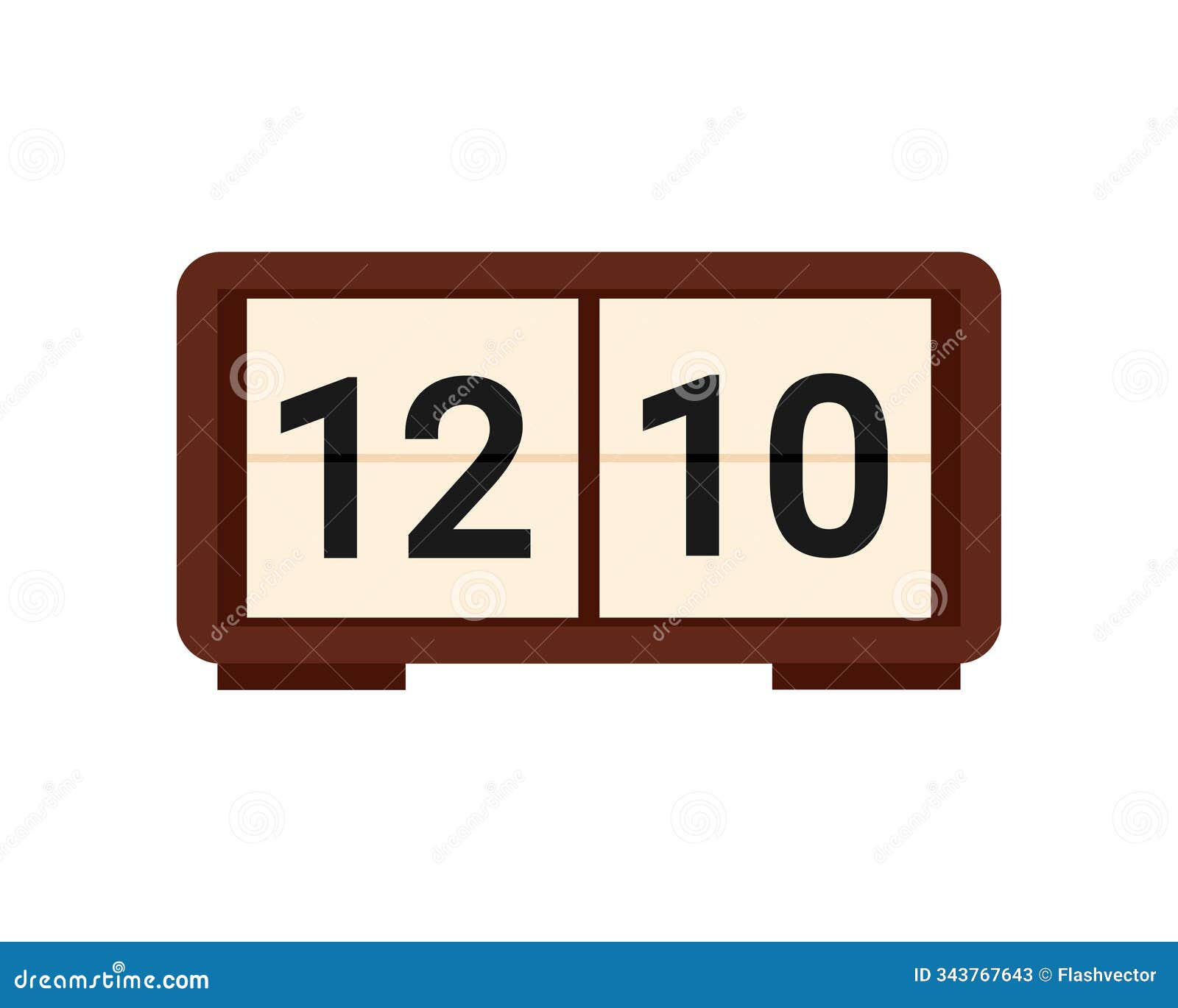 Old Table Clock with Square Scoreboard for Numbers of Time Stock Vector ...