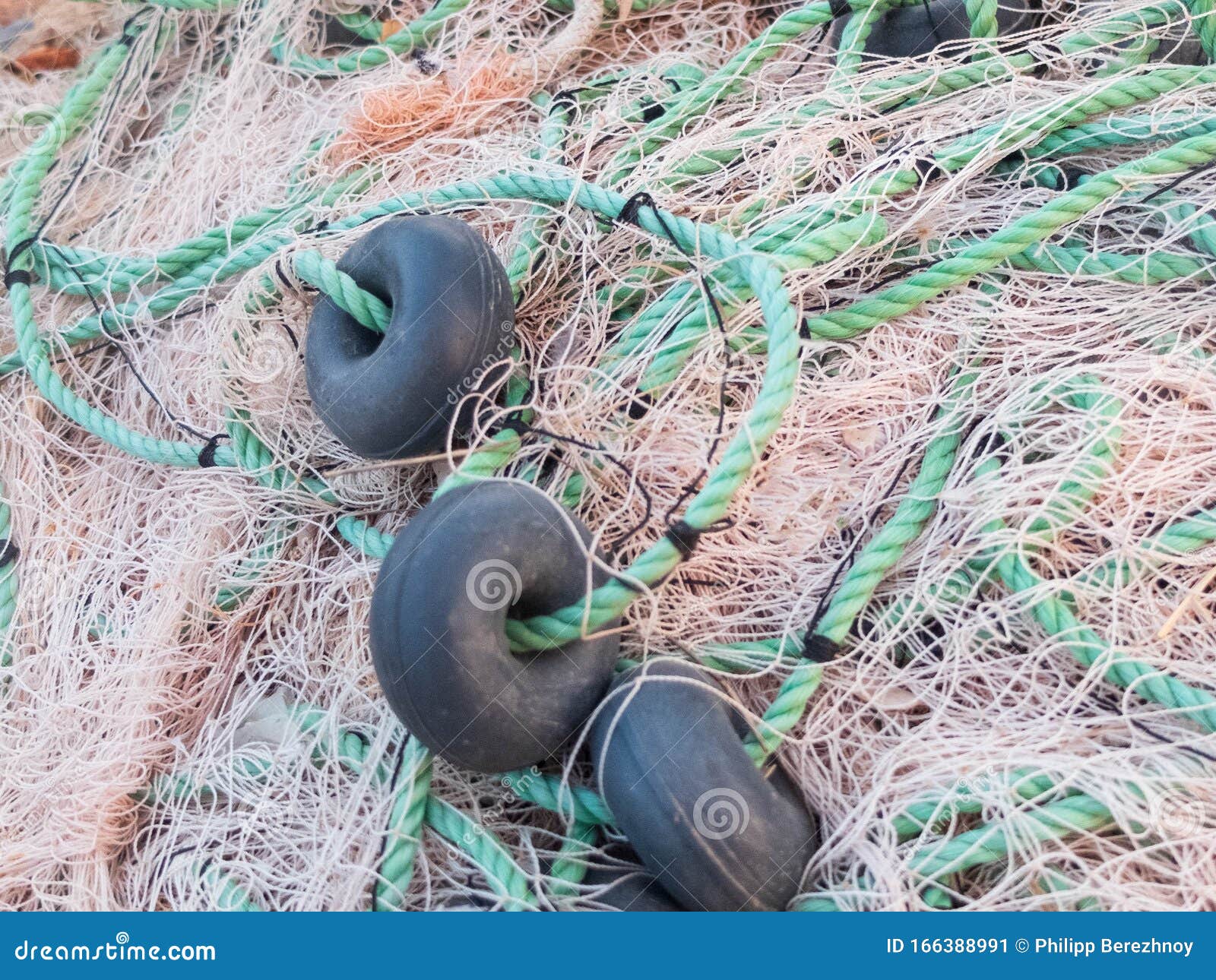 Old Tangle Colorful Fisherman Net with Floaters Stock Image - Image of ...