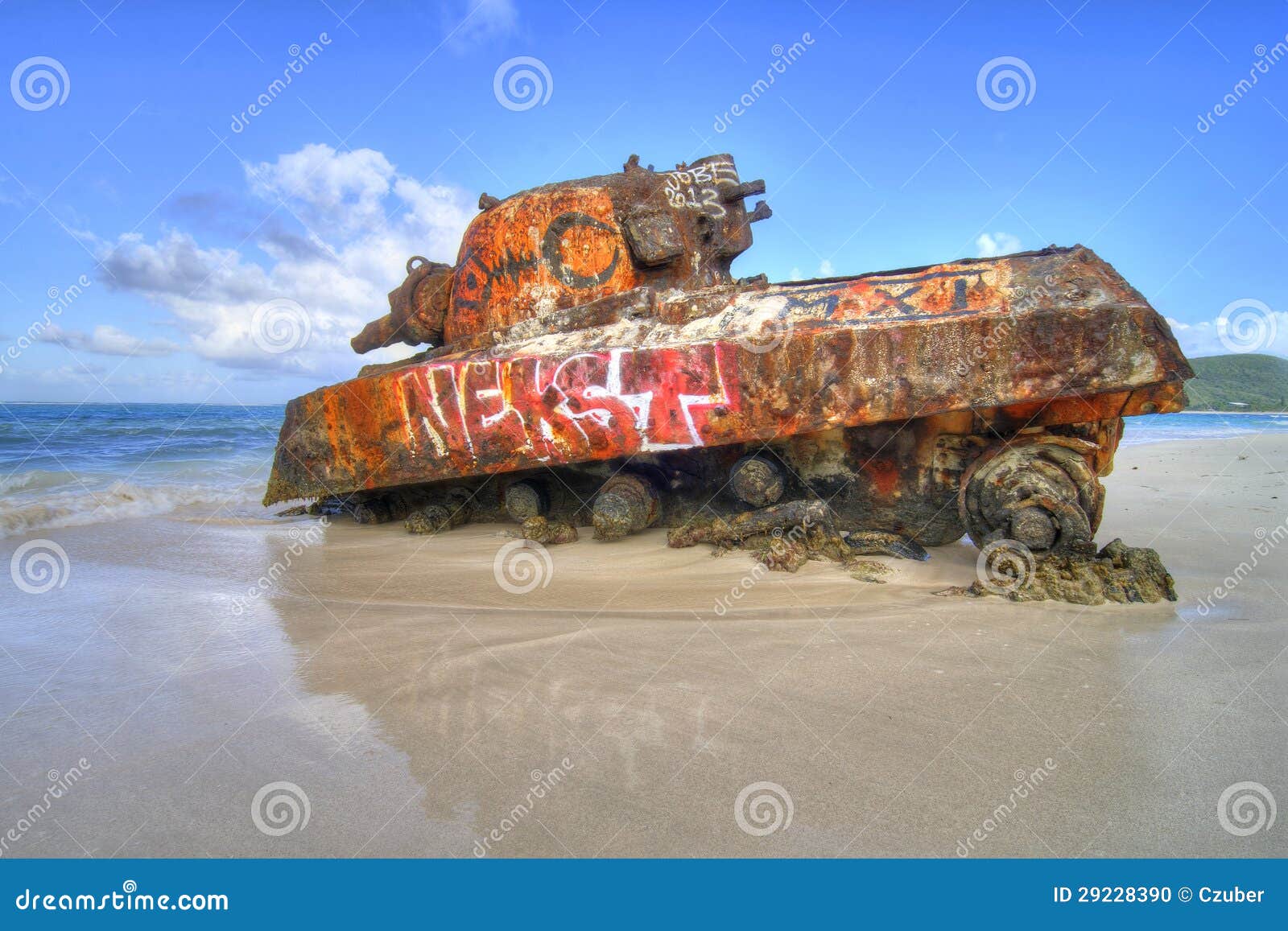 Old tank at Flamenco Beach stock photo. Image of sand - 29228390 Old tank at Flamenco Beach stock photo. Image of sand - 29228390