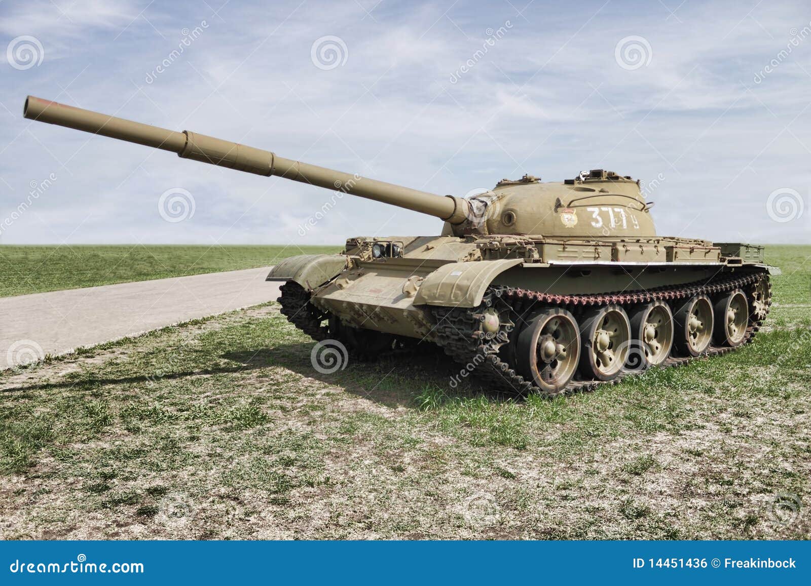 Old Tank on the Green Grass Under the Blue Sky Stock Photo - Image of ...