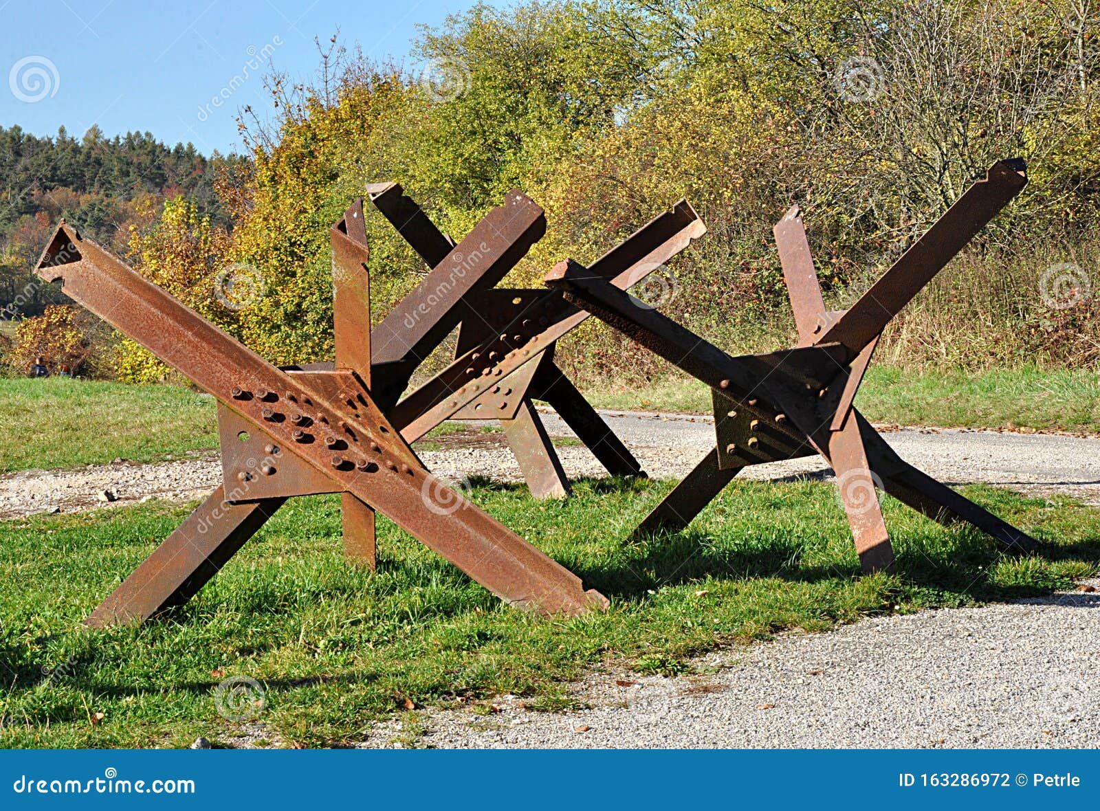 Old tank roadblock stock photo. Image of handle, weapon - 163286972