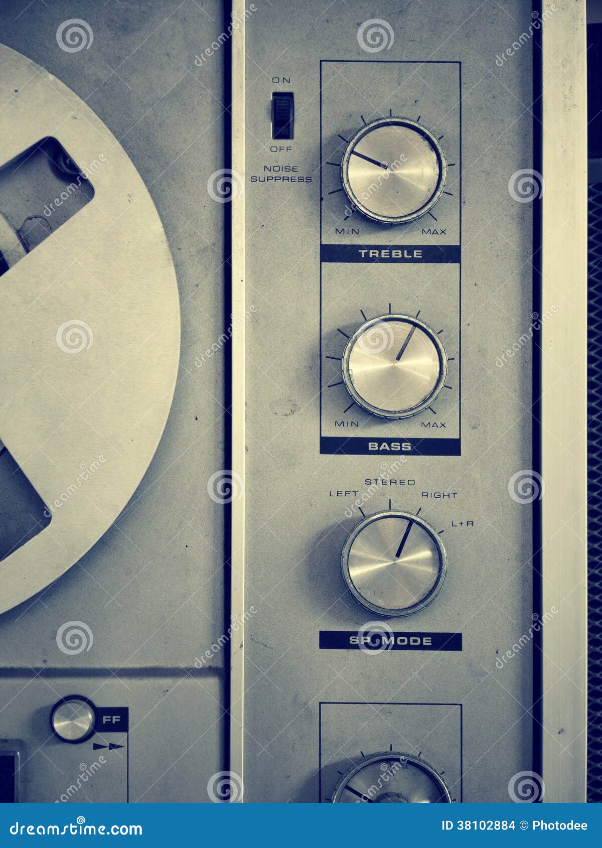 Old tape-recorder stock photo. Image of panel, close - 38102884