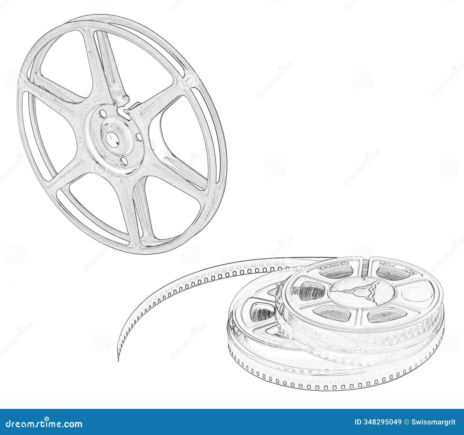 Old Tape and Wheel Stylized on a White Background Stock Illustration ...