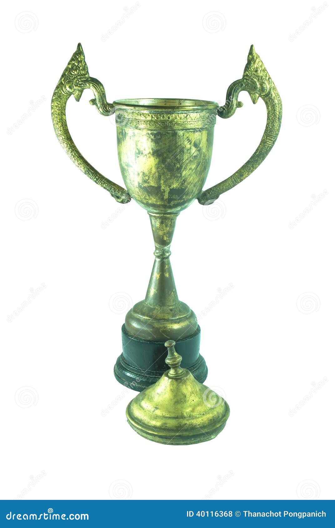 An Old Tarnished Trophy Isolated Against a White Background Stock Photo ...