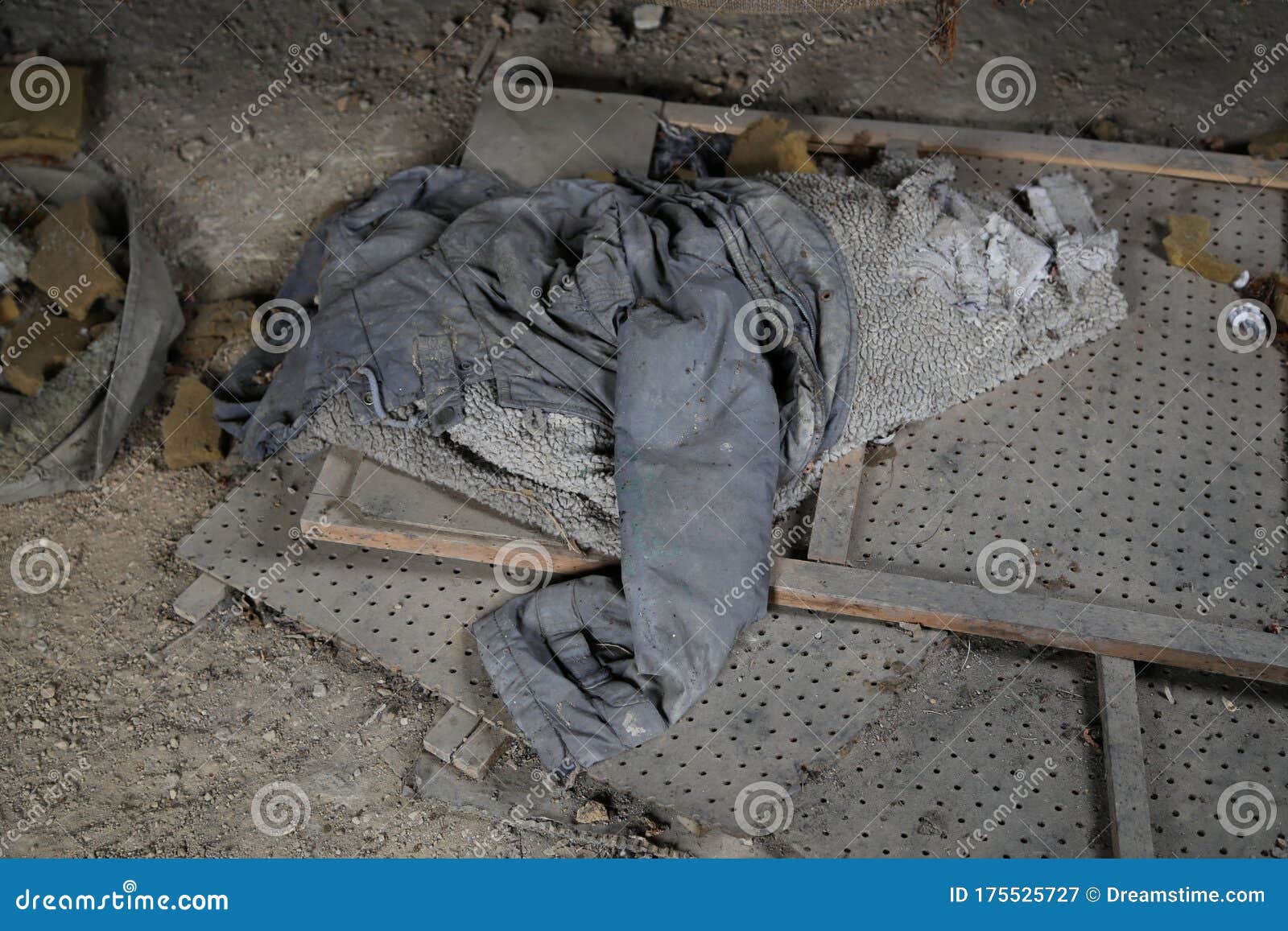 An Old, Tattered Jacket in the Dust Stock Image - Image of room, blue ...