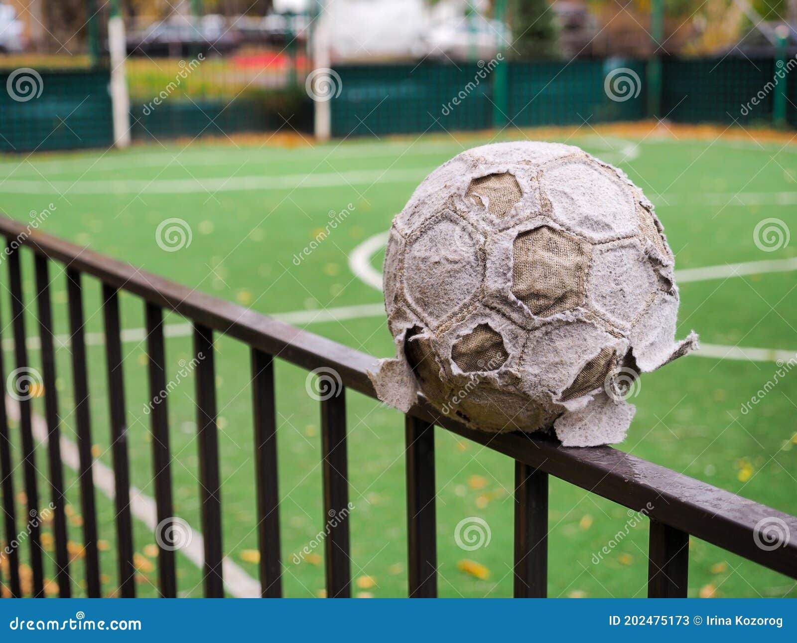 Old, Tattered Soccer Ball at the Playground Stock Image - Image of ...