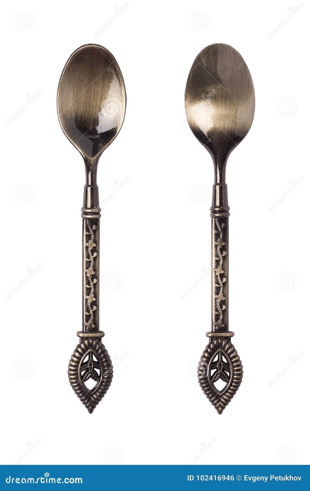 An Old Tea Spoon with a Rich Decorated Handle. on a White Background ...