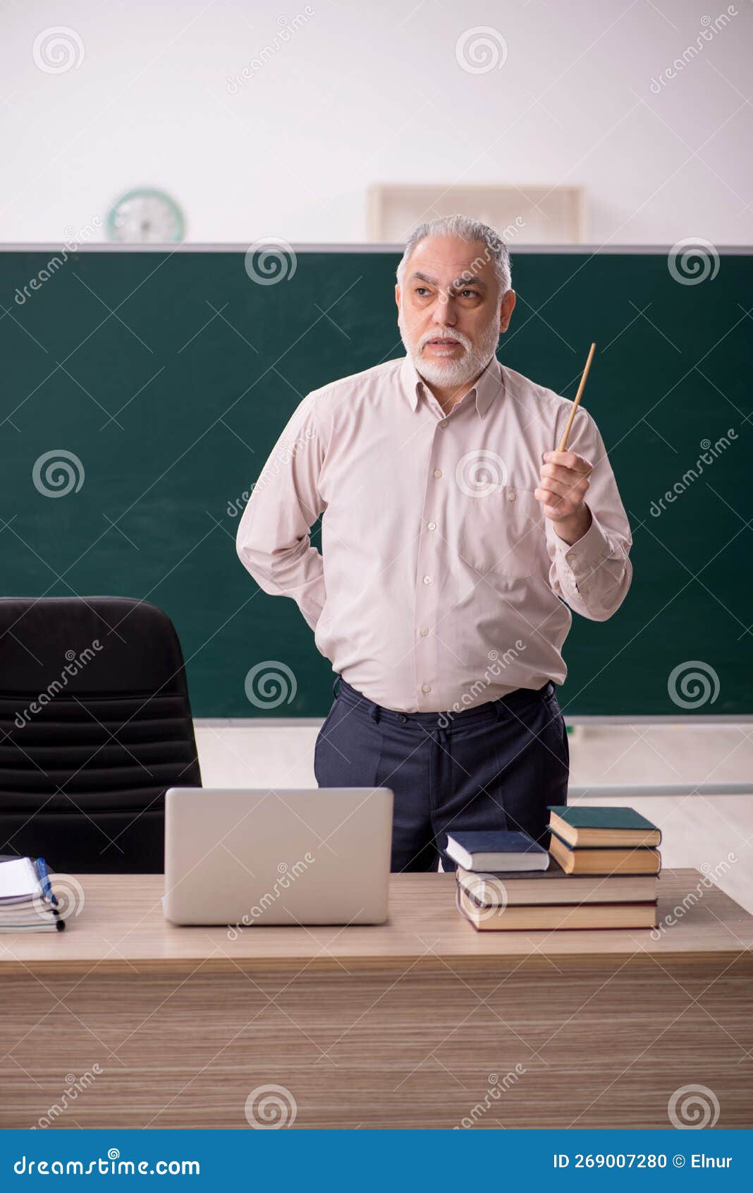 Old Male Teacher in the Classroom Stock Photo - Image of learning ...