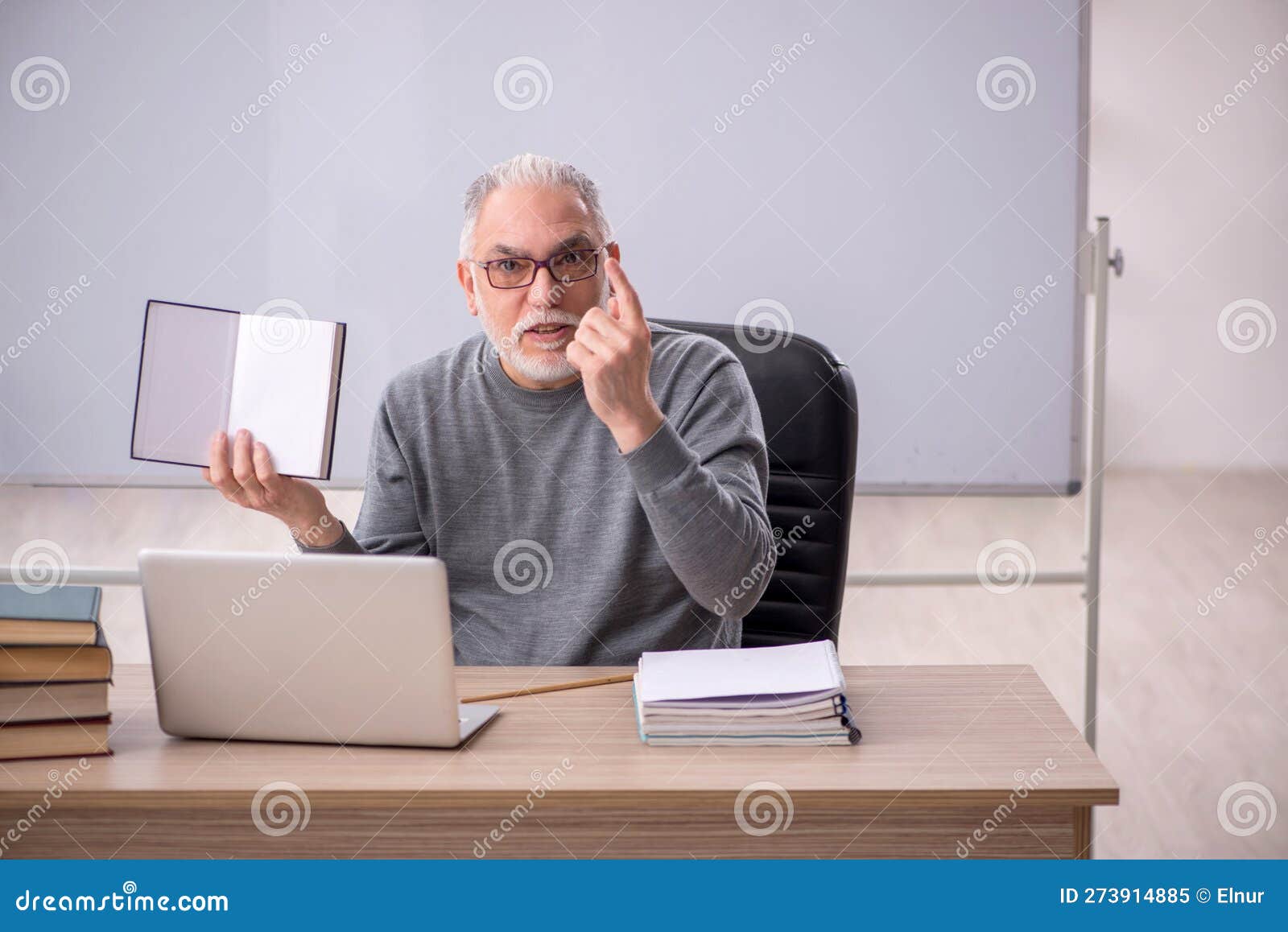 Old Male Teacher in the Classroom Stock Image - Image of class ...