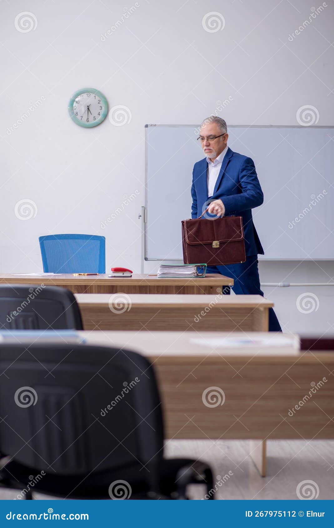 Old Male Teacher in the Classroom Stock Photo - Image of elder, walking ...
