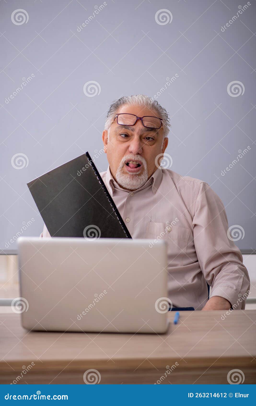 Old Male Teacher in Front of Whiteboard Stock Photo - Image of exam ...
