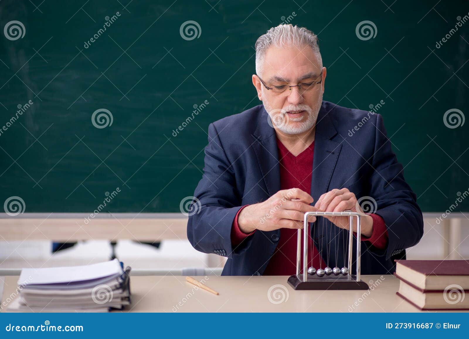 Old Male Teacher Physicist Sitting in the Classroom Stock Image - Image ...