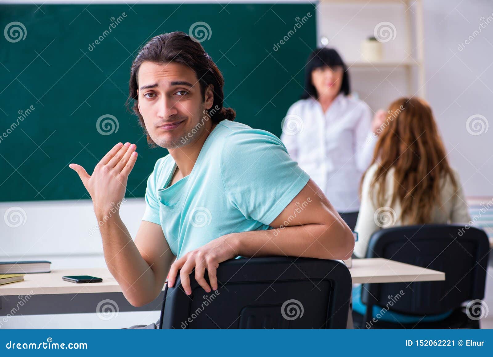 Old Teacher and Students in the Classroom Stock Image - Image of class ...