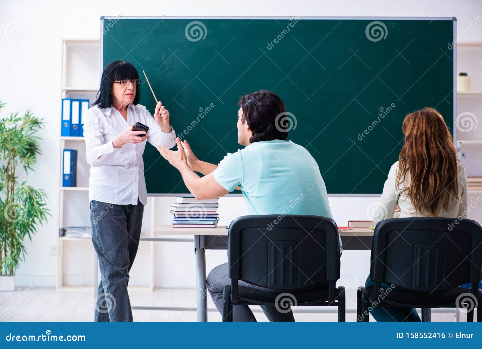 Old Teacher and Students in the Classroom Stock Photo - Image of lesson ...