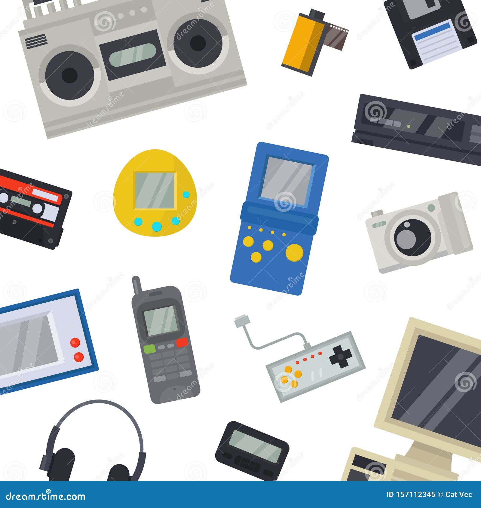 Old Technology Devices Vector Pattern. Illustration of Old Cassette ...