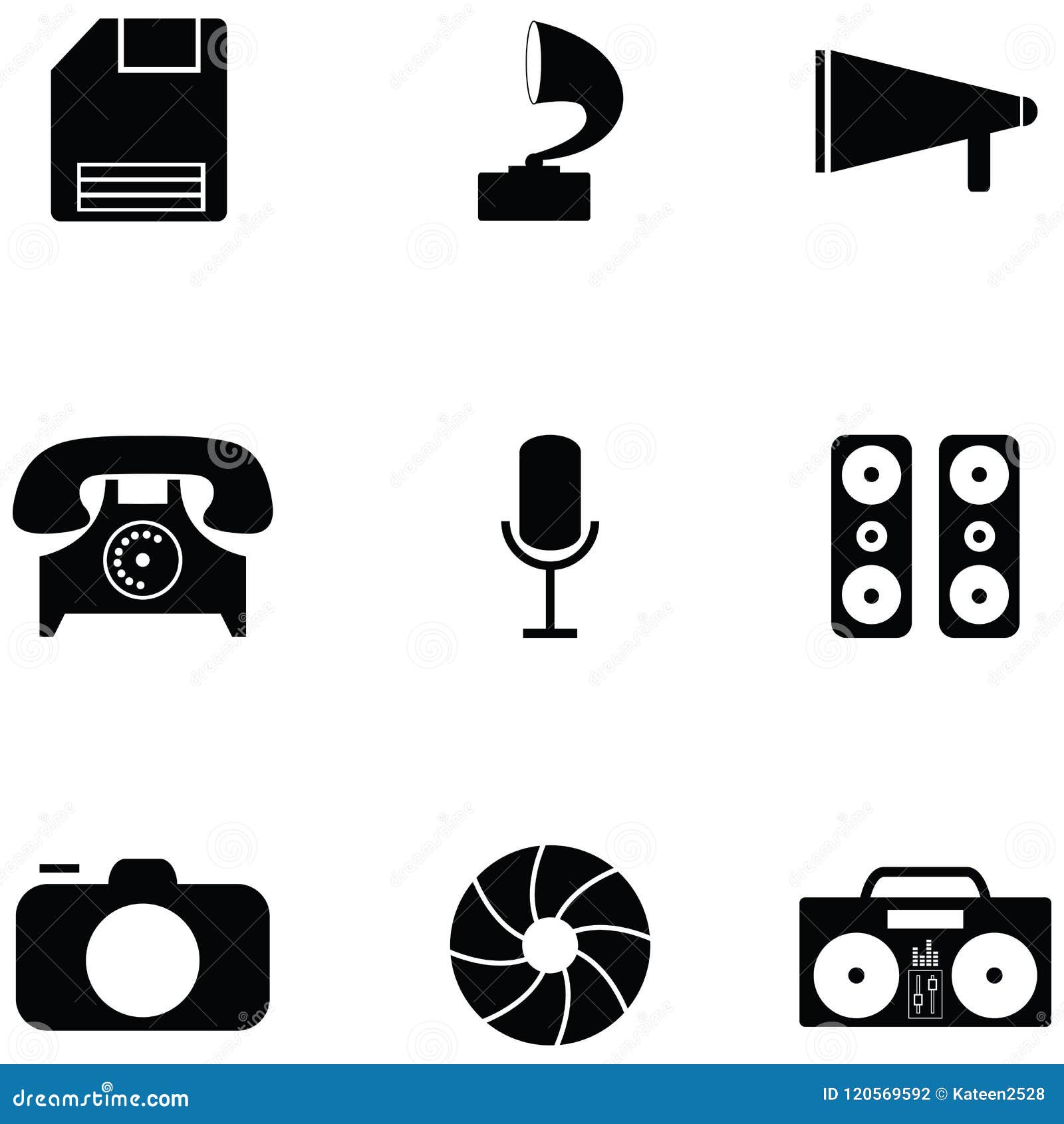 Old technology icon set stock vector. Illustration of equipment - 120569592
